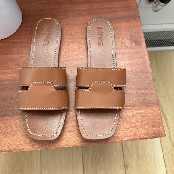 Mango | Shoes | Mango Mng Brown Slide Sandals Sz 39 | Poshmark